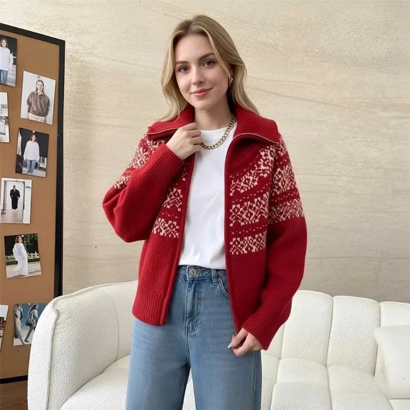 Knit Zipper Cardigan Sweater Women Acetate Long Sleeve Lapel Casual ...
