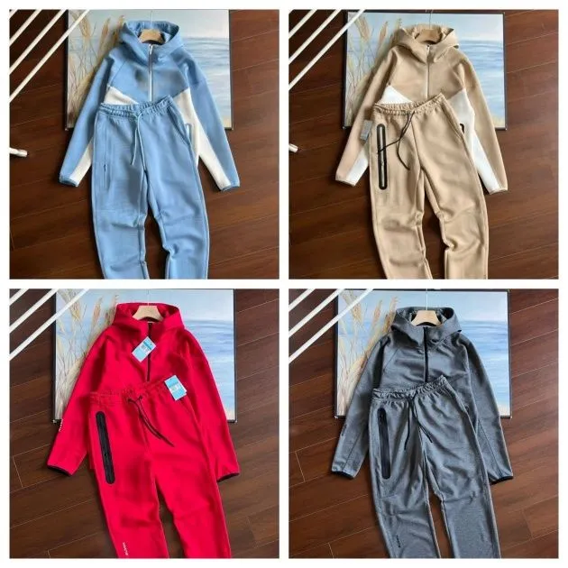 Niketech Tech Fleece Tracksuits Men Women Joggers Set With Thick Hoodie ...