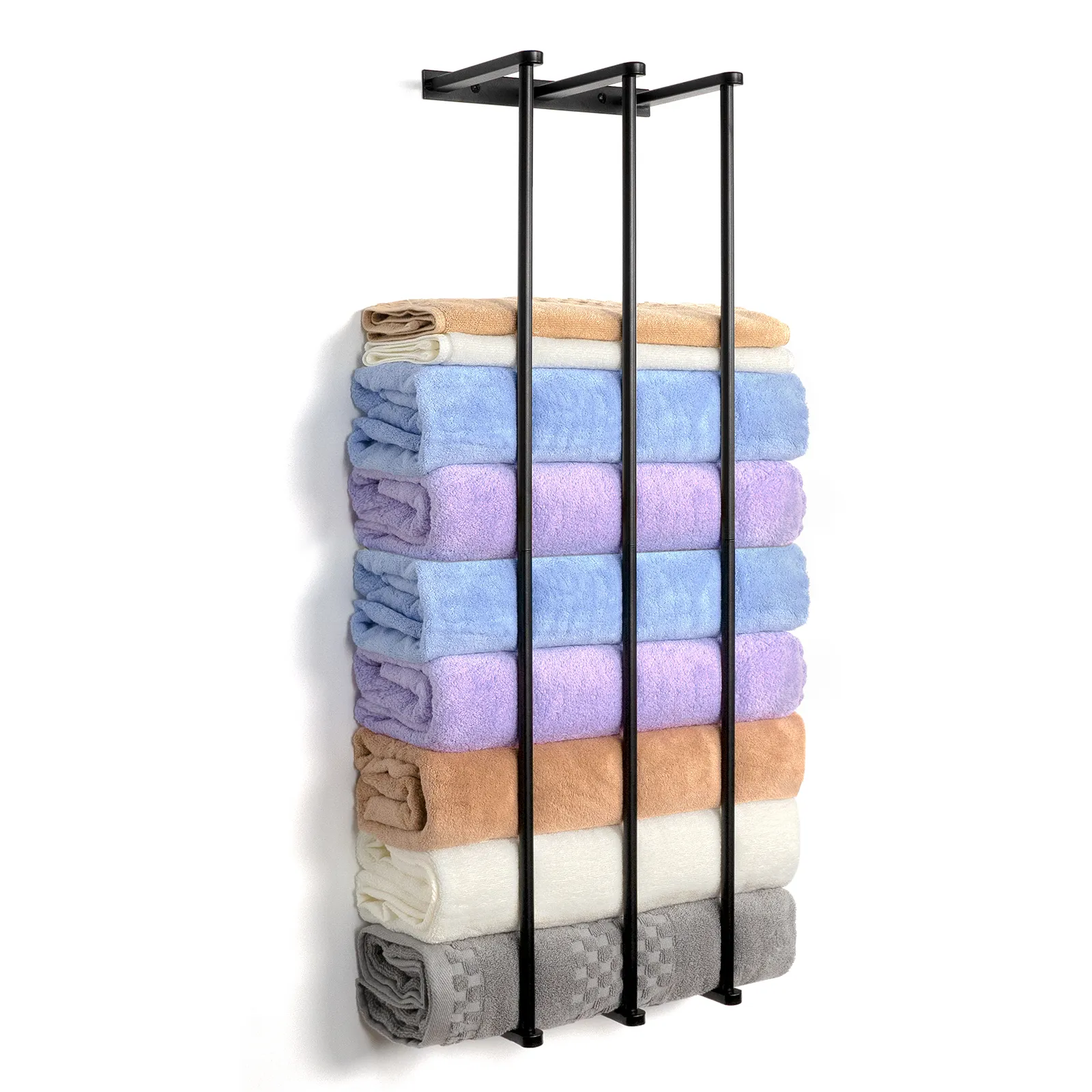 Wall Mounted Towel Rack For Bathroom, Black Metal 3 Bar Design Space ...