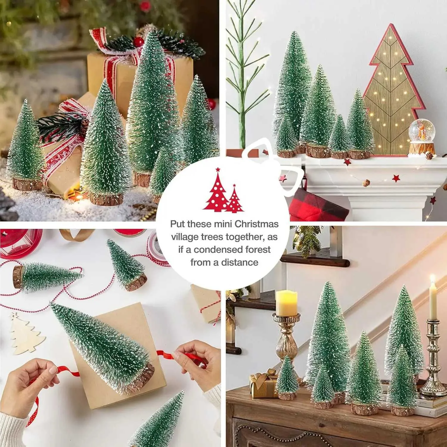 Mini Christmas Tree Ornament Metal Bottle Brush Artificial Green ...