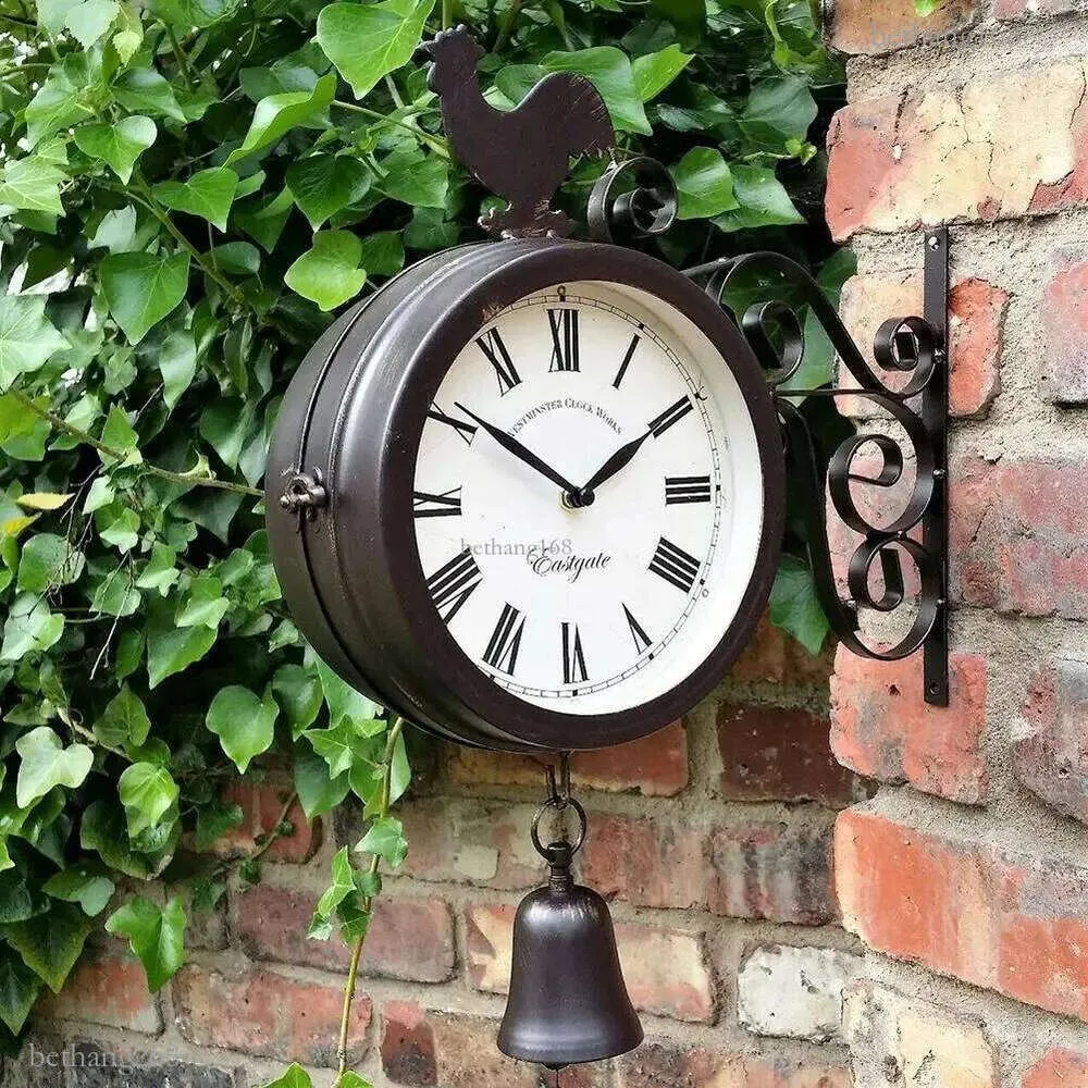 Double Sided Wrought Iron Garden Clock: Rustic Charm & Timeless Style ...