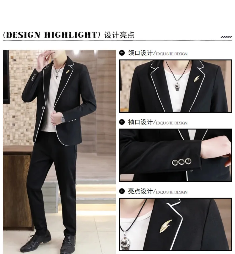 Mens Slimfit Korean Style Two-Piece Satin Polyester Suit Set with Hood ...