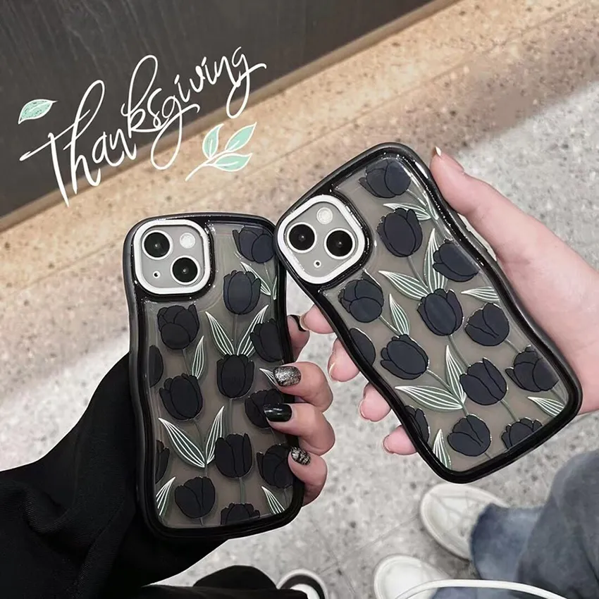 Wave border colorful flower phone case bracelet for iPhone 16 Pro Max ...