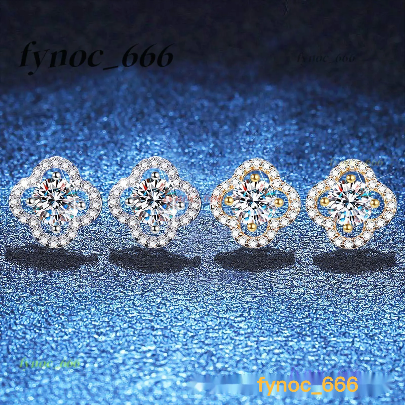 Sterling Silver Drop Earrings for Women 18K Gold Plated Clover Design ...