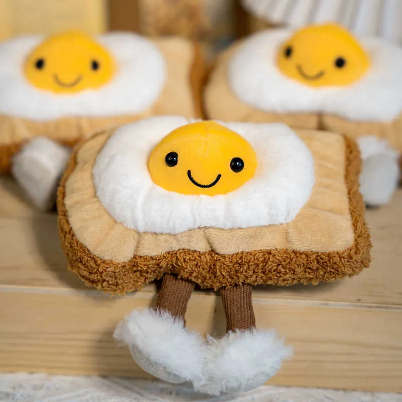 Brefast 10cm Cute Toast And Egg Plush Toy Soft Creative Simulation Doll ...