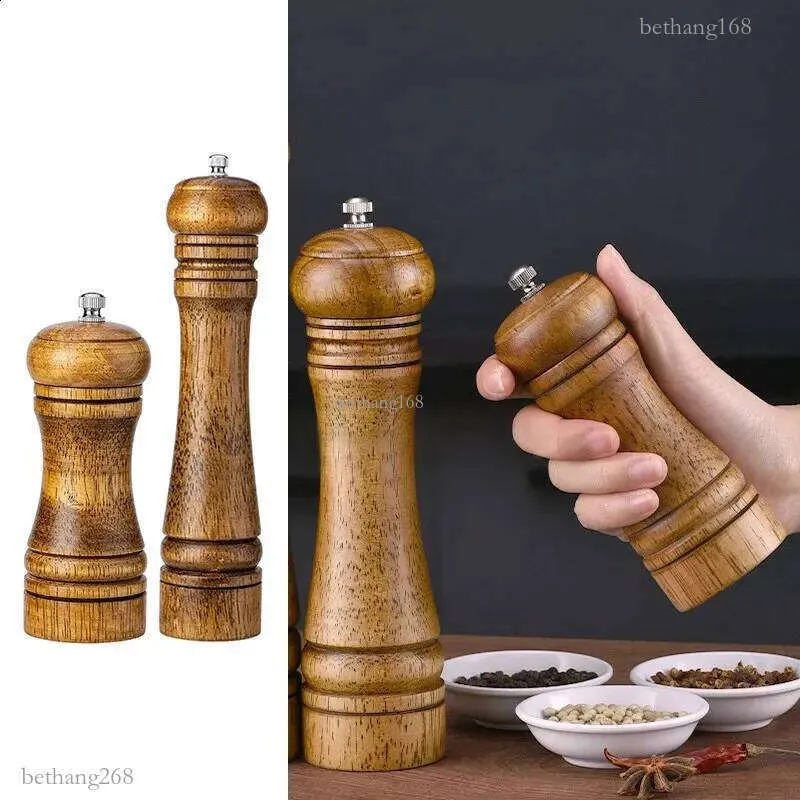 Wooden Salt & Pepper Grinder: Multi Purpose Spice Tool For Kitchen ...