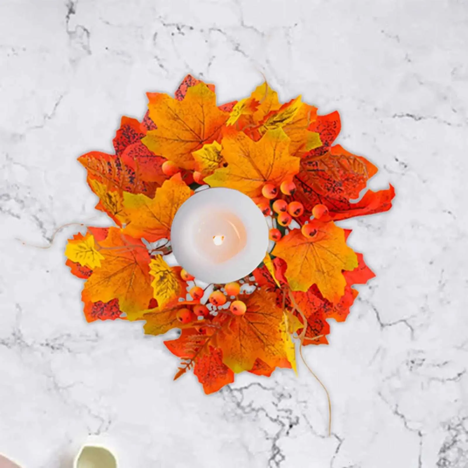 Halloween Candle Ring Wreath Small Autumn Ribbon Wreath for Halloween ...