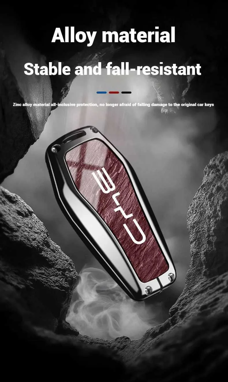 Car Key Case Cover for BYD Song Pro Plus Max Dmi EV Zinc Alloy Stone Pattern TPU Keychain from ...