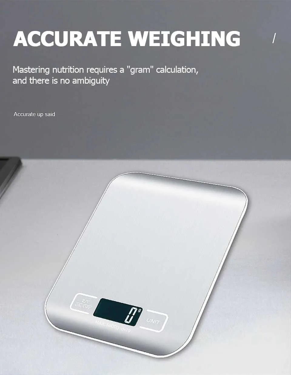 5kg Digital Kitchen Scale Stainless Steel Electronic Scale with LCD ...