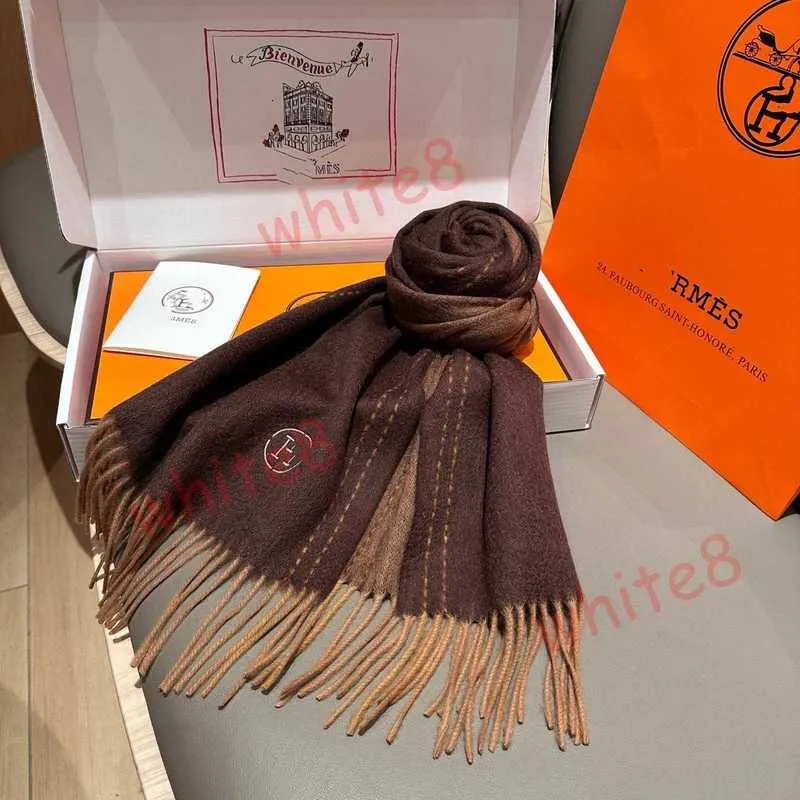 Designer Wool Scarves Double-Sided Solid Color Patchwork Tassel ...