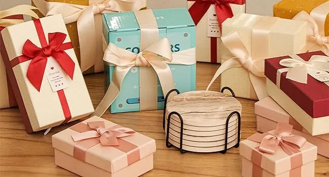 Custom H Designer Set of 6 Round Wood Coasters with Organic Cotton ...