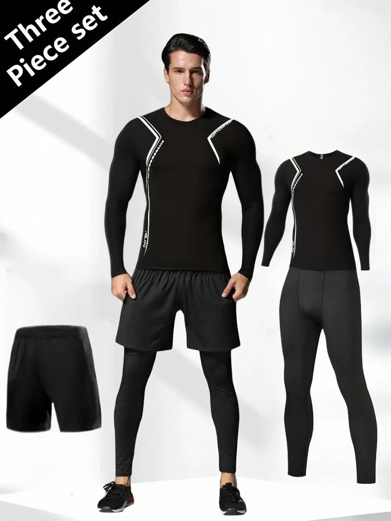 Gym Clothing 3-piece Men's Quick Drying Exercise Set Spandex Fitness ...