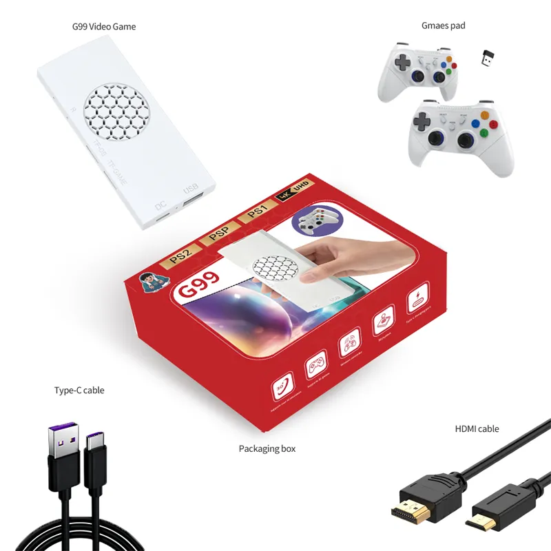 G99 PS2 Gaming Console 128GB 35+ 3D Retro Classic Games Dual Player ...