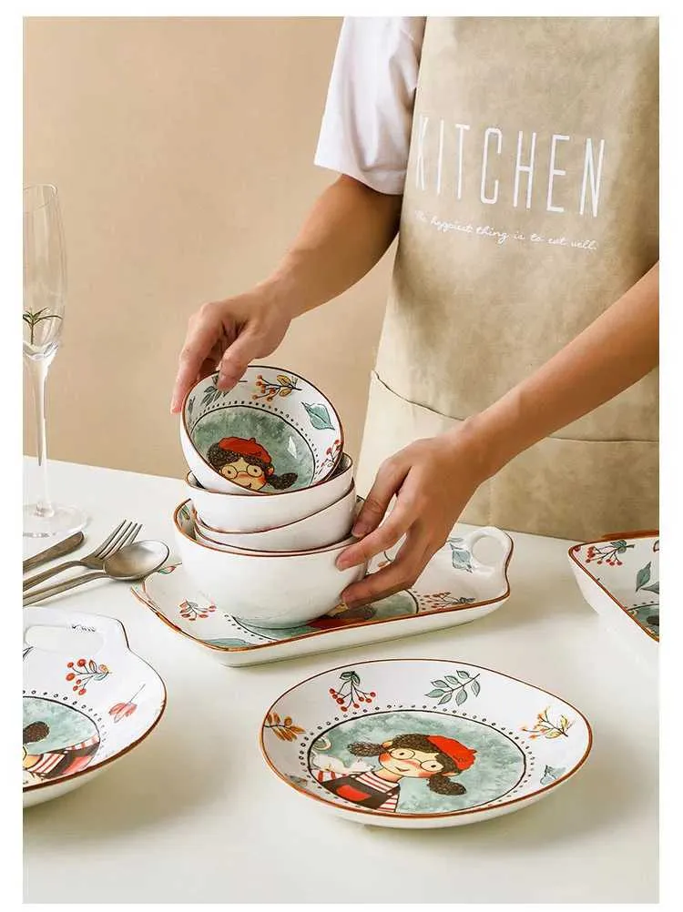 Ceramic Bamboo Dessert Plate Rounded 1.2L Gold Inlay Children's ...