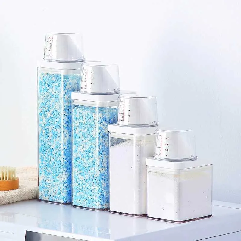 Laundry Detergent Powder Container With Measuring Cup and Airtight Lid ...