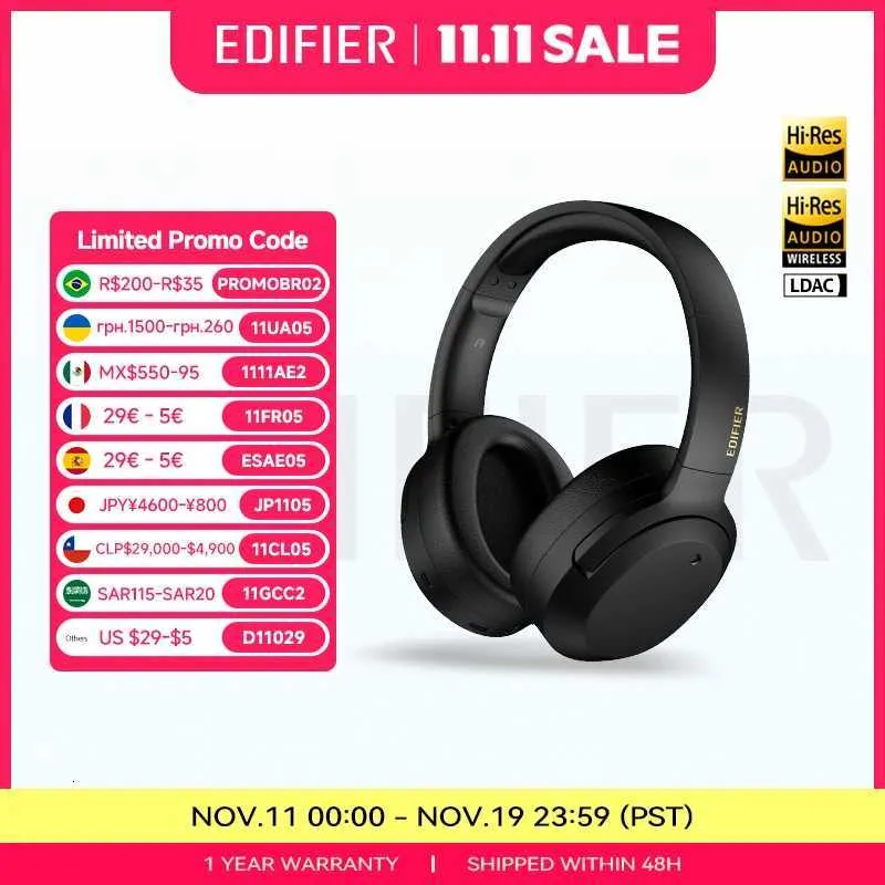 Edifier W820NB Plus Wireless Noise Cancelling Headphones 43dB ANC LDAC ...