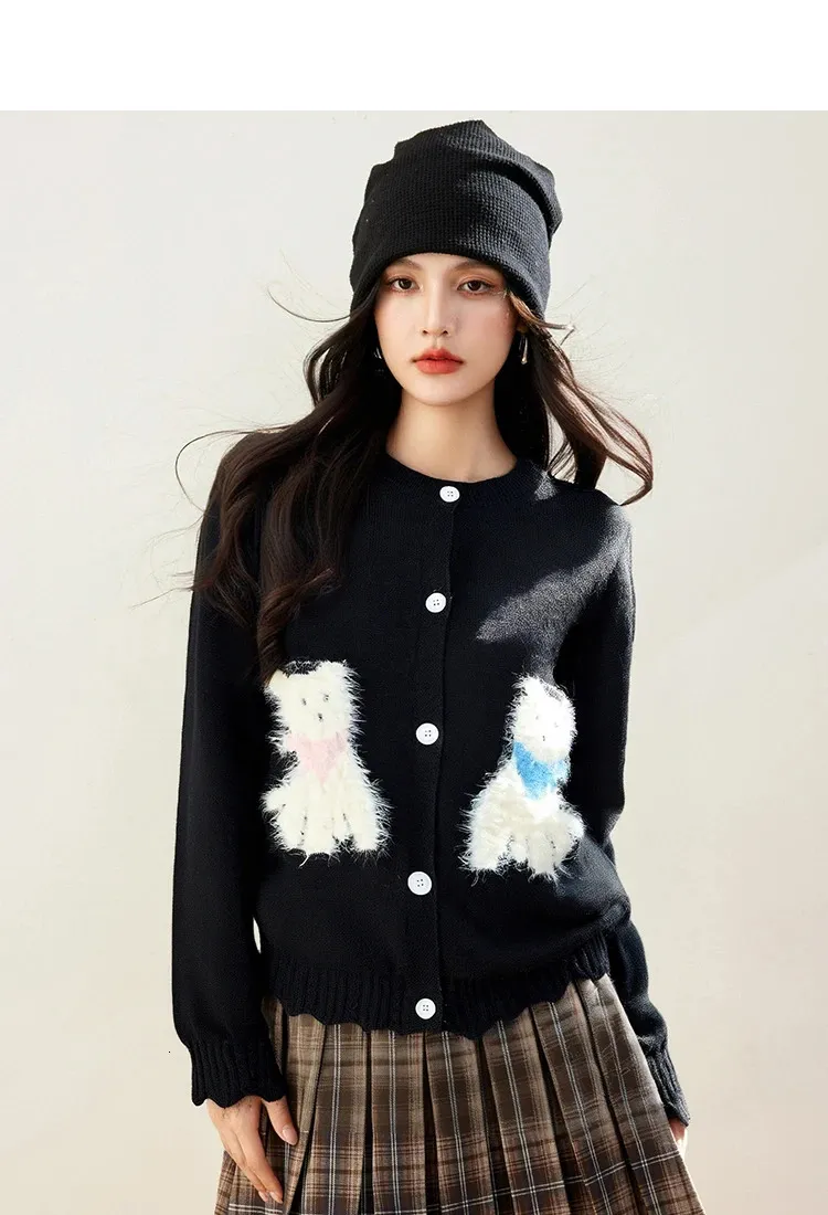 Simple Pockets Slim Knitted Cardigan Woman O-Neck Long Sleeve Acetate ...