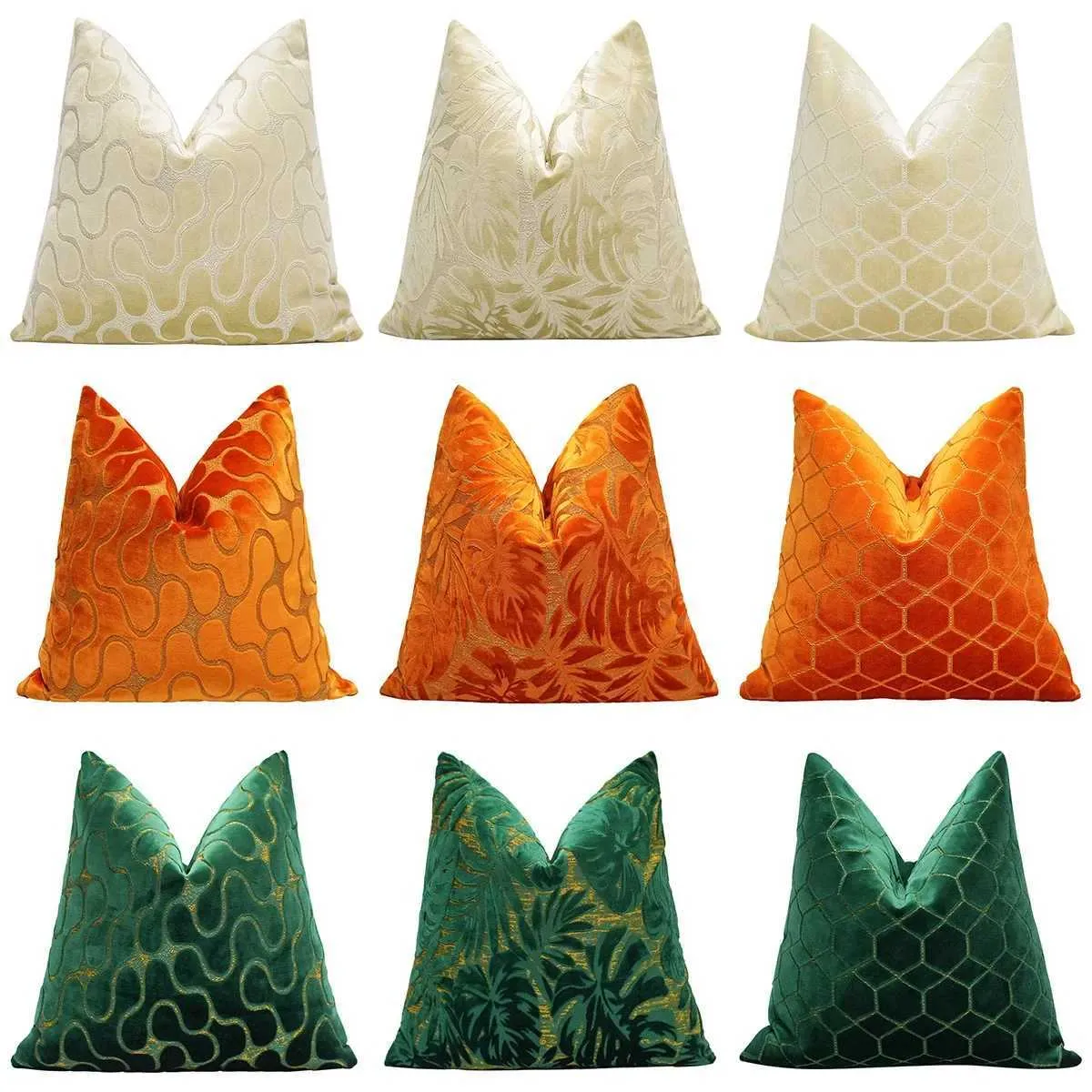 Velvet Cushion Cover 3D Geometric Pile Jacquard Pillow Case for Sofa ...