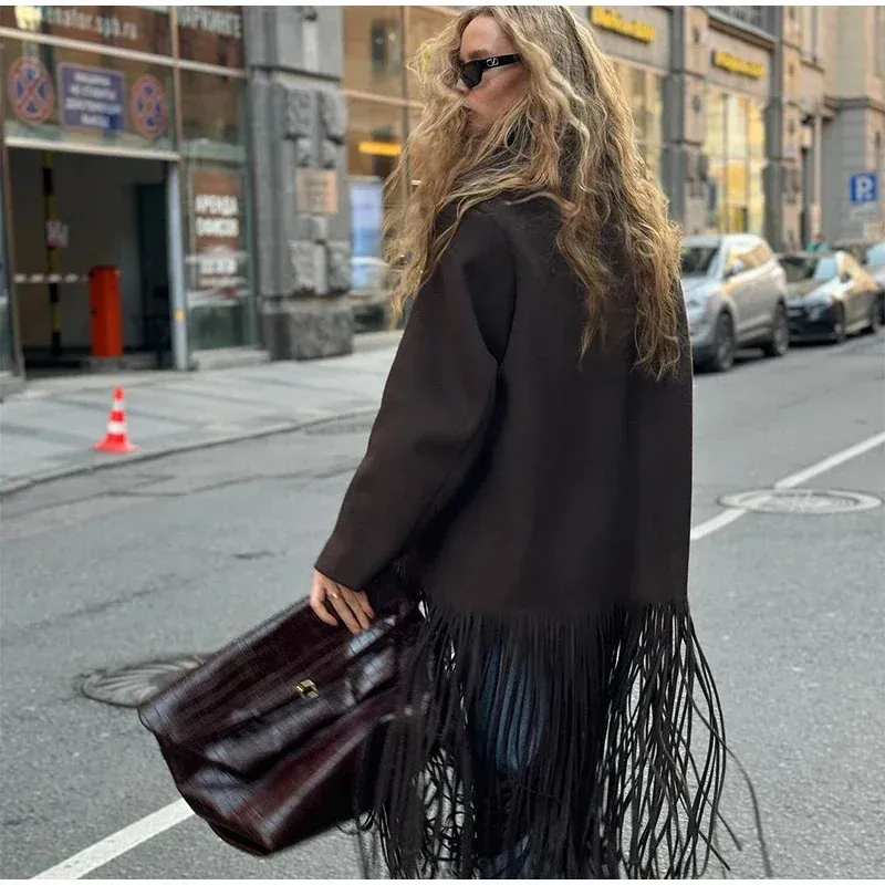 Womens Long Woolen Coat Sleeveless Vest Loose Lapel Hooded Thick ...