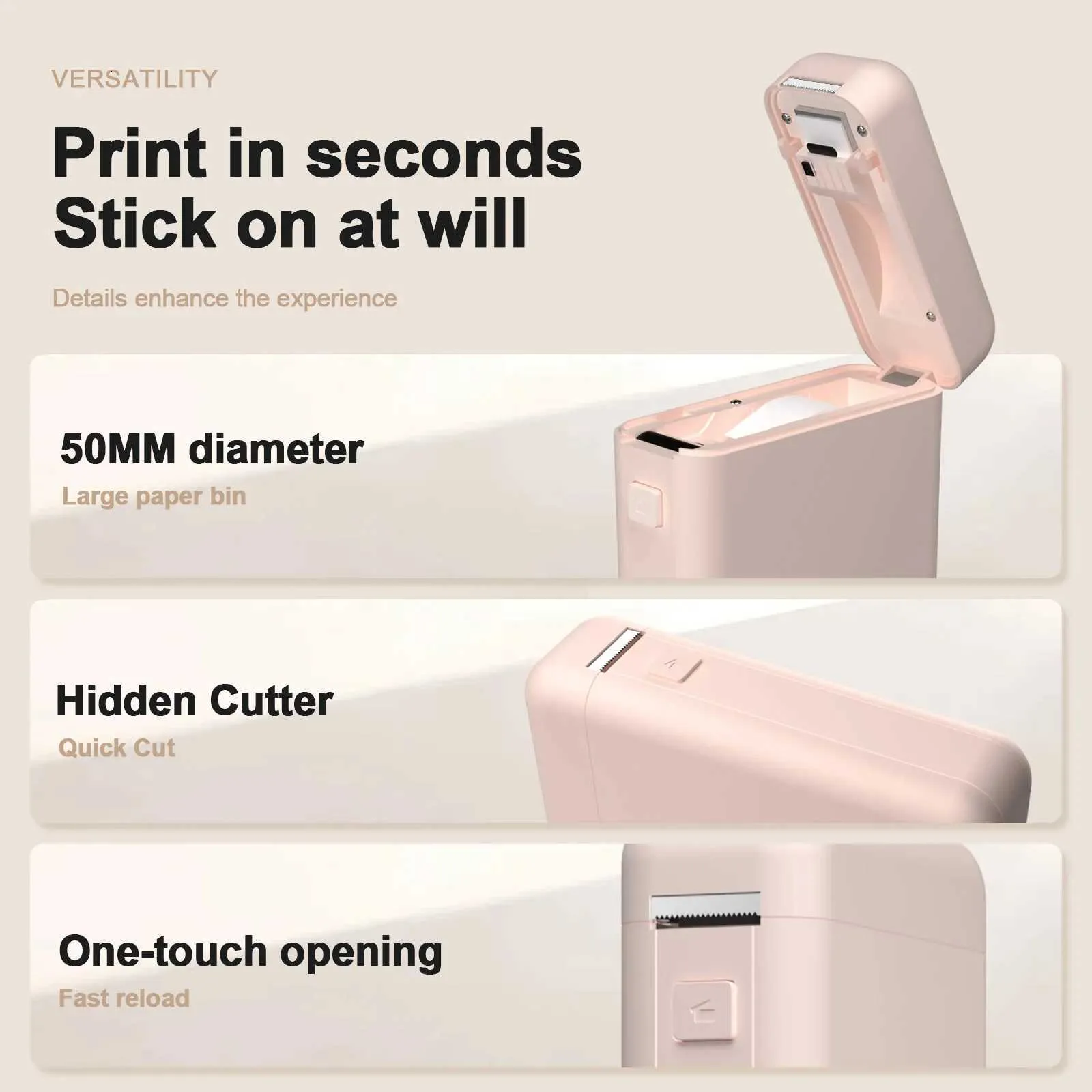 Portable Thermal Adhesive Label Printer Mini Self-adhesive Sticker ...