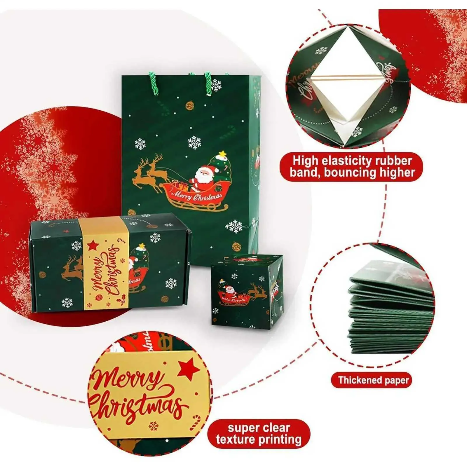 DIY Christmas Gift Box Kraft Paper Folding Explosion Paper Box Red ...