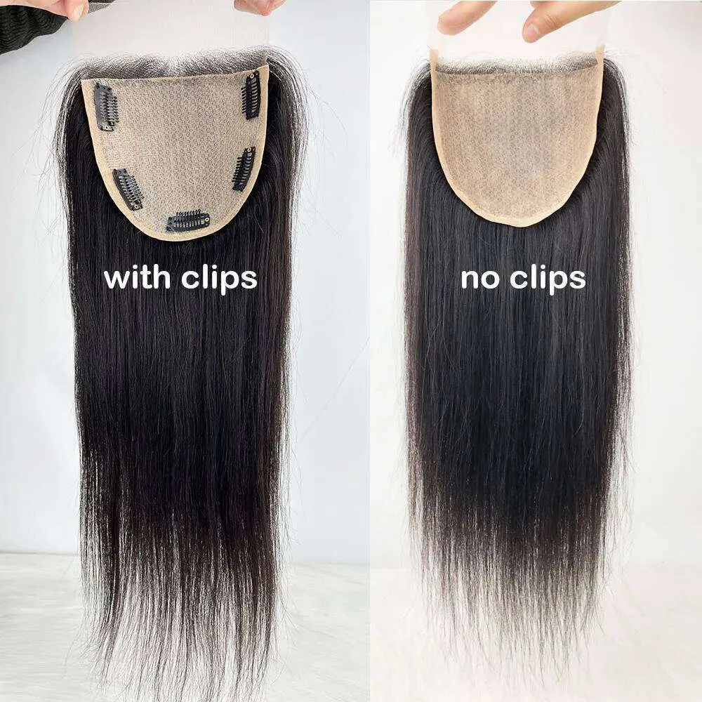 Dark Brown Top Lace Closure 5x5 Silk Base Straight Human Hair Natural ...