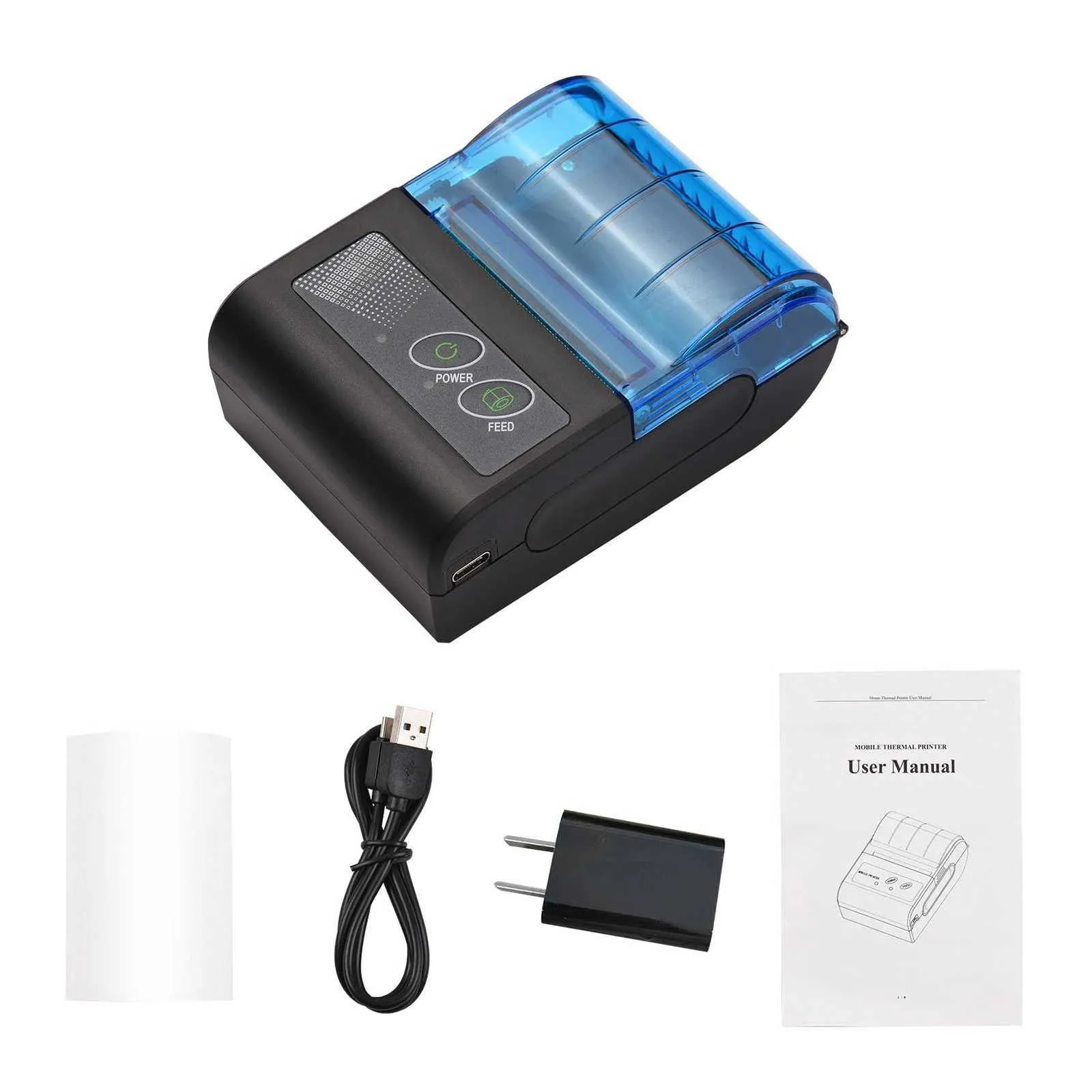 Portable Mini Thermal Printer 2 Inch Wireless Bluetooth Receipt Ticket ...