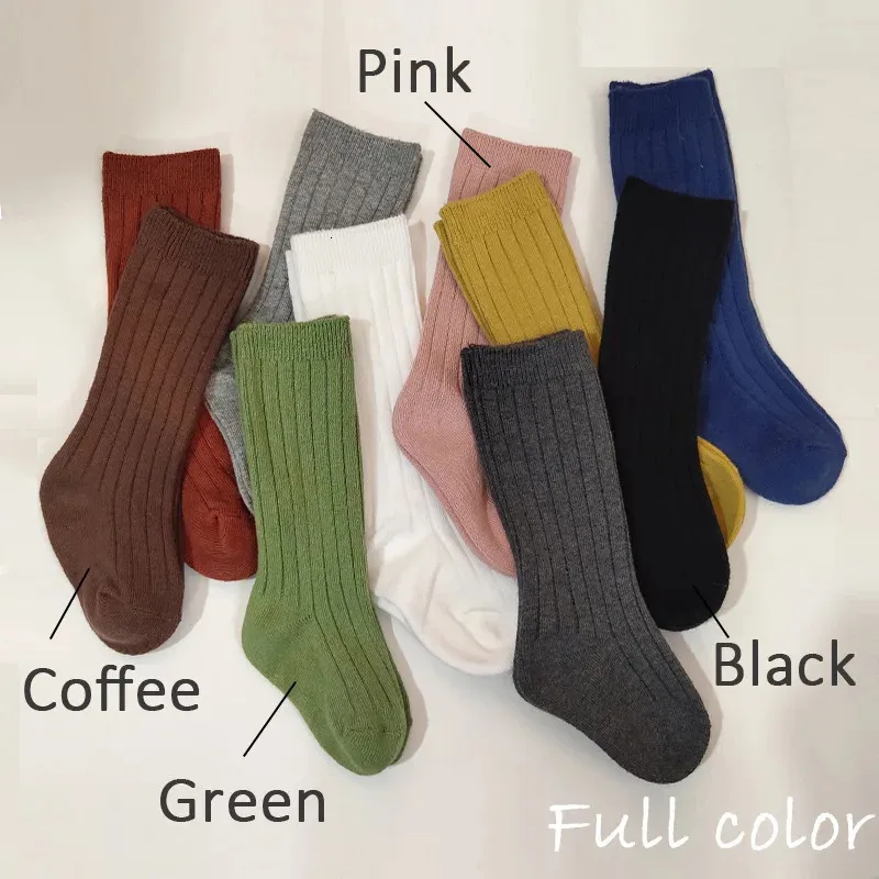 Baby Socks Kids Ribbed Cotton Knee High Long Socks for Children 0-8 ...