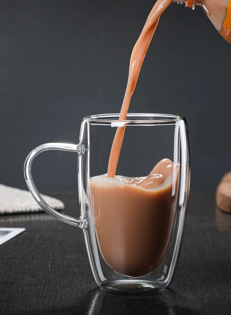 26 Double-Layer Transparent Wall Coffee Cups, Milk Beverage, High ...