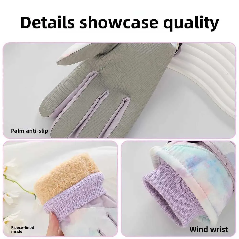 Waterproof Kids Windproof Ski Gloves Real Leather Full Finger Winter ...