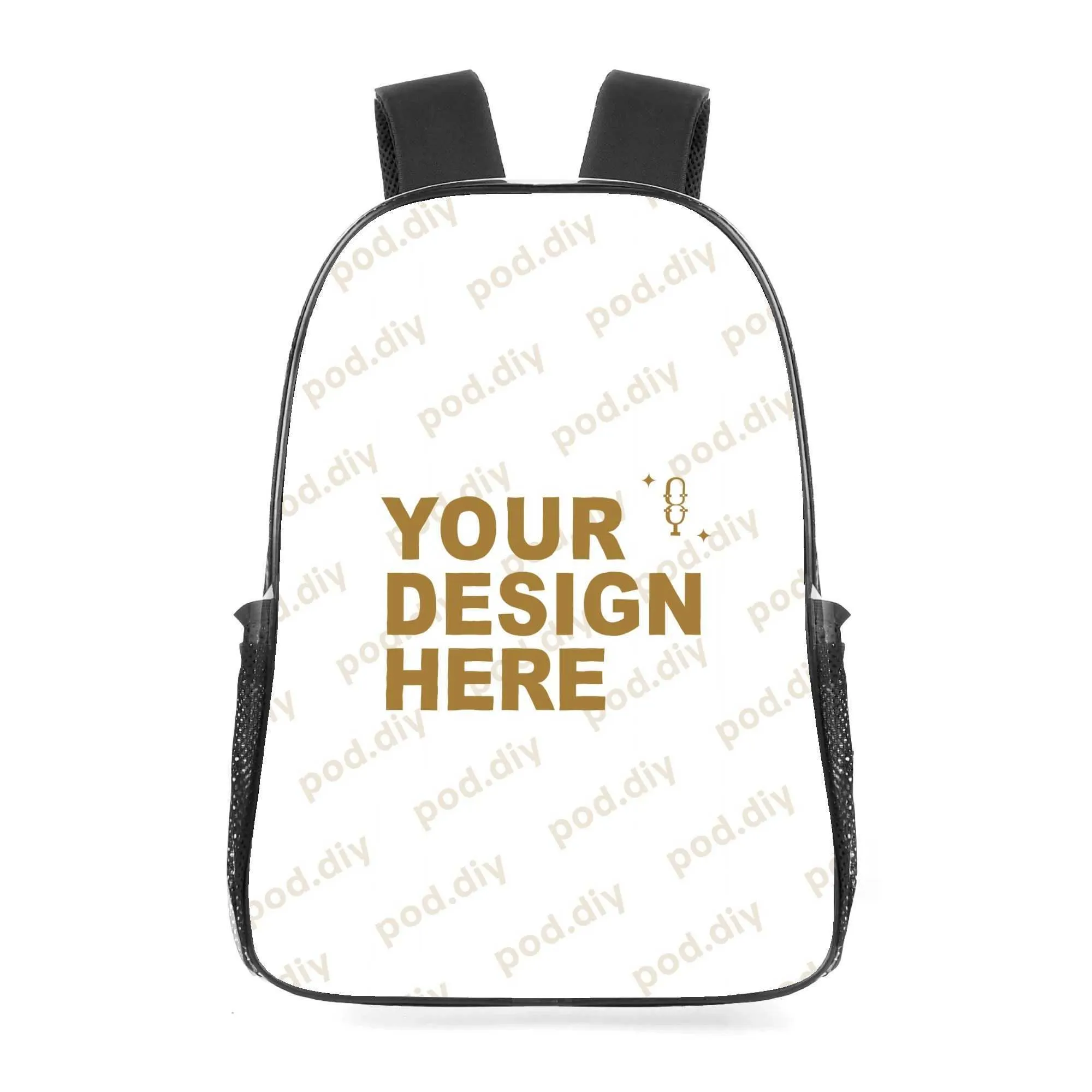 Transparent PVC Backpack with Zipper Closure and Letter Embellishments ...