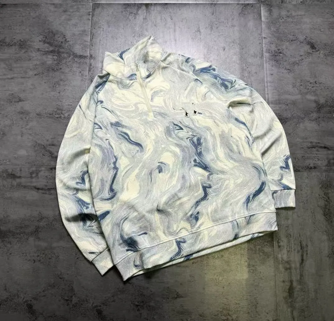 Double color rendering water ink style unisex half-high neck stand ...