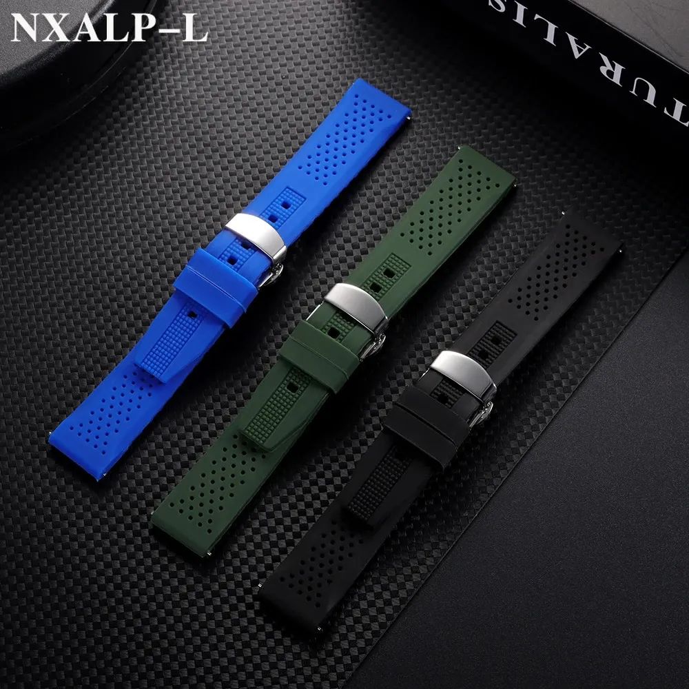 Breathable Silicone Quick Release Watch Band Strap 20mm 22mm for Men ...