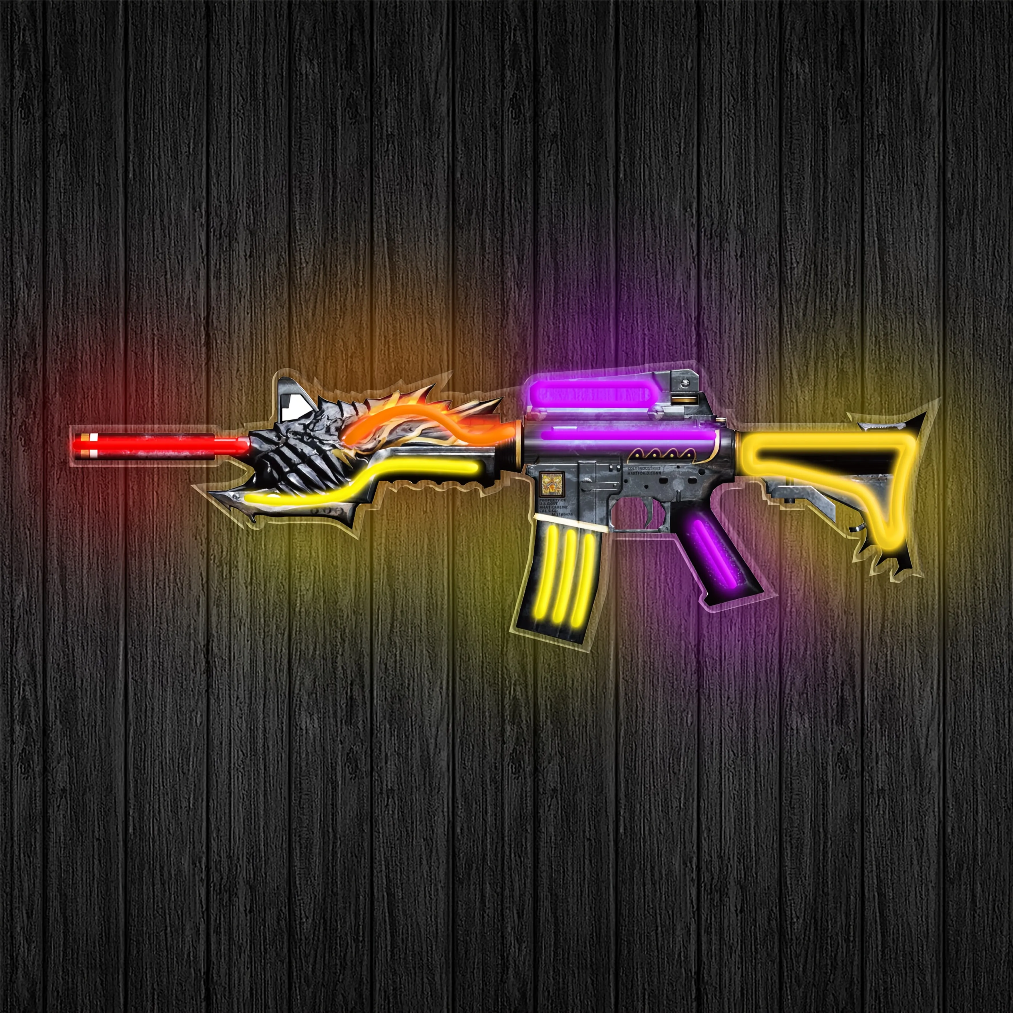 AK47 Pistol Shaped Neon Light; UV Printing Design; Suitable For Game ...
