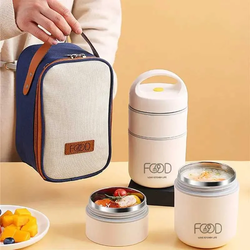 L251126 Portable Thermal Insulation Lunch Box Set Stainless Steel ...