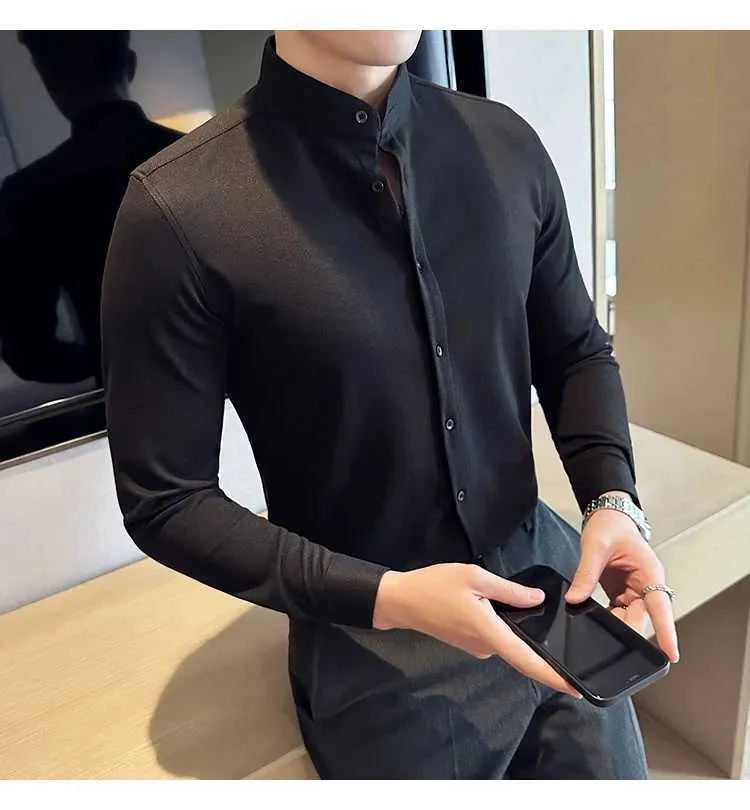 Winter Men Woolen Shirt with Acetate Tatting Fabric Full Opening Stand ...