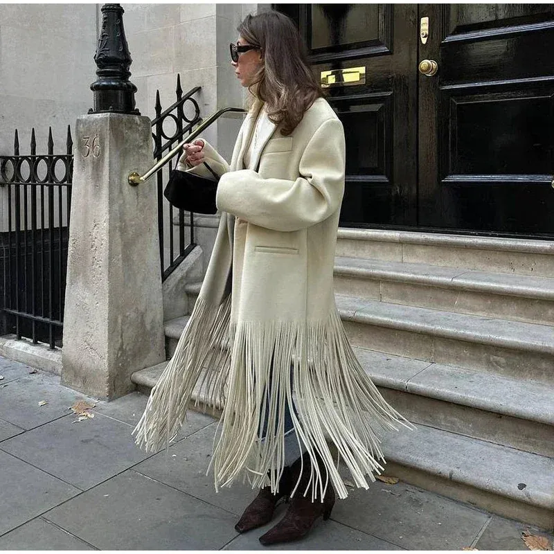 Womens Long Woolen Coat Sleeveless Vest Loose Lapel Hooded Thick ...