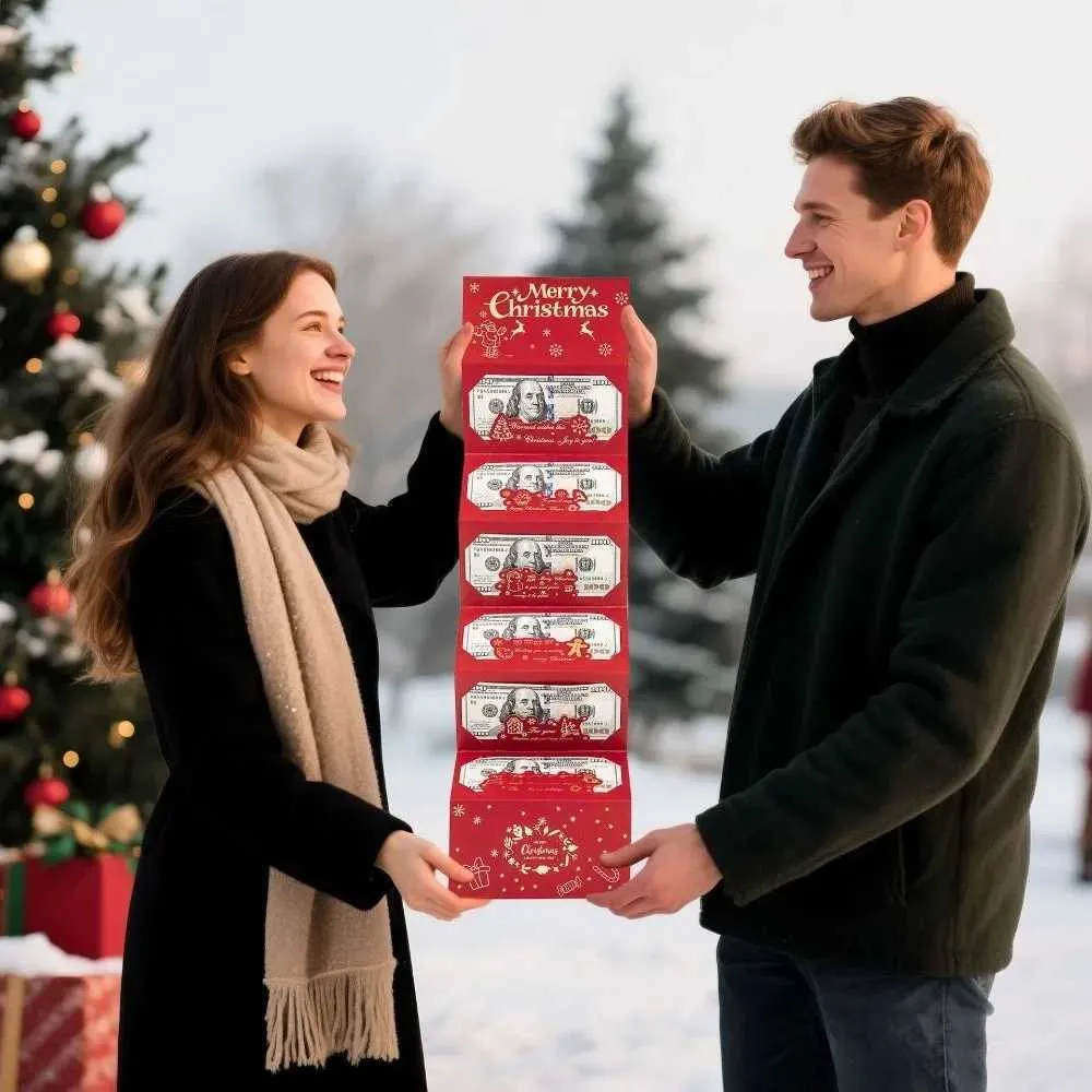 6 Slots Christmas Folding Red Envelope Holder with Snowman Print for ...