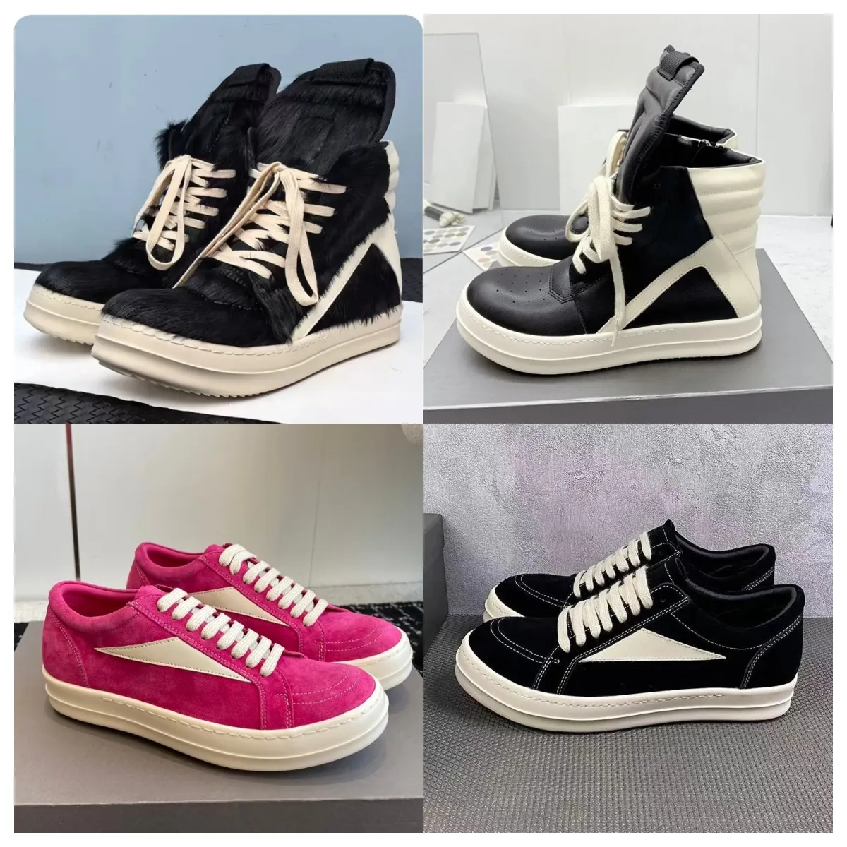 Designer winter shoes unisex lace-up boots with leather and canvas ...