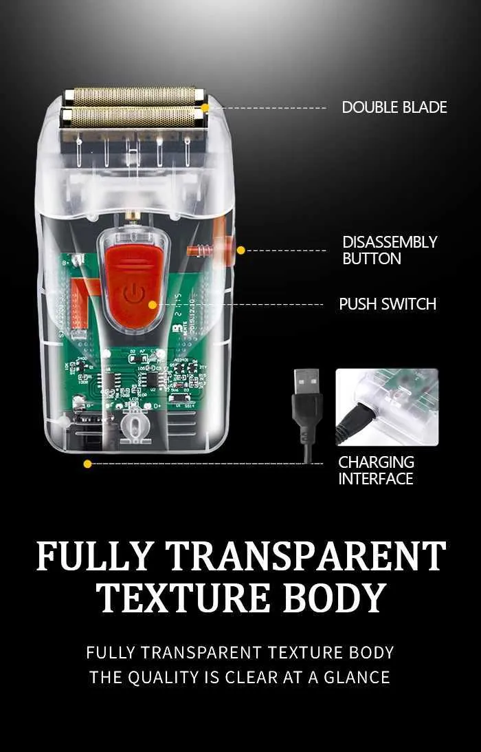 Kemei KM-NG987 Stainless Steel Foil Barber Electric Shaver for Men USB ...