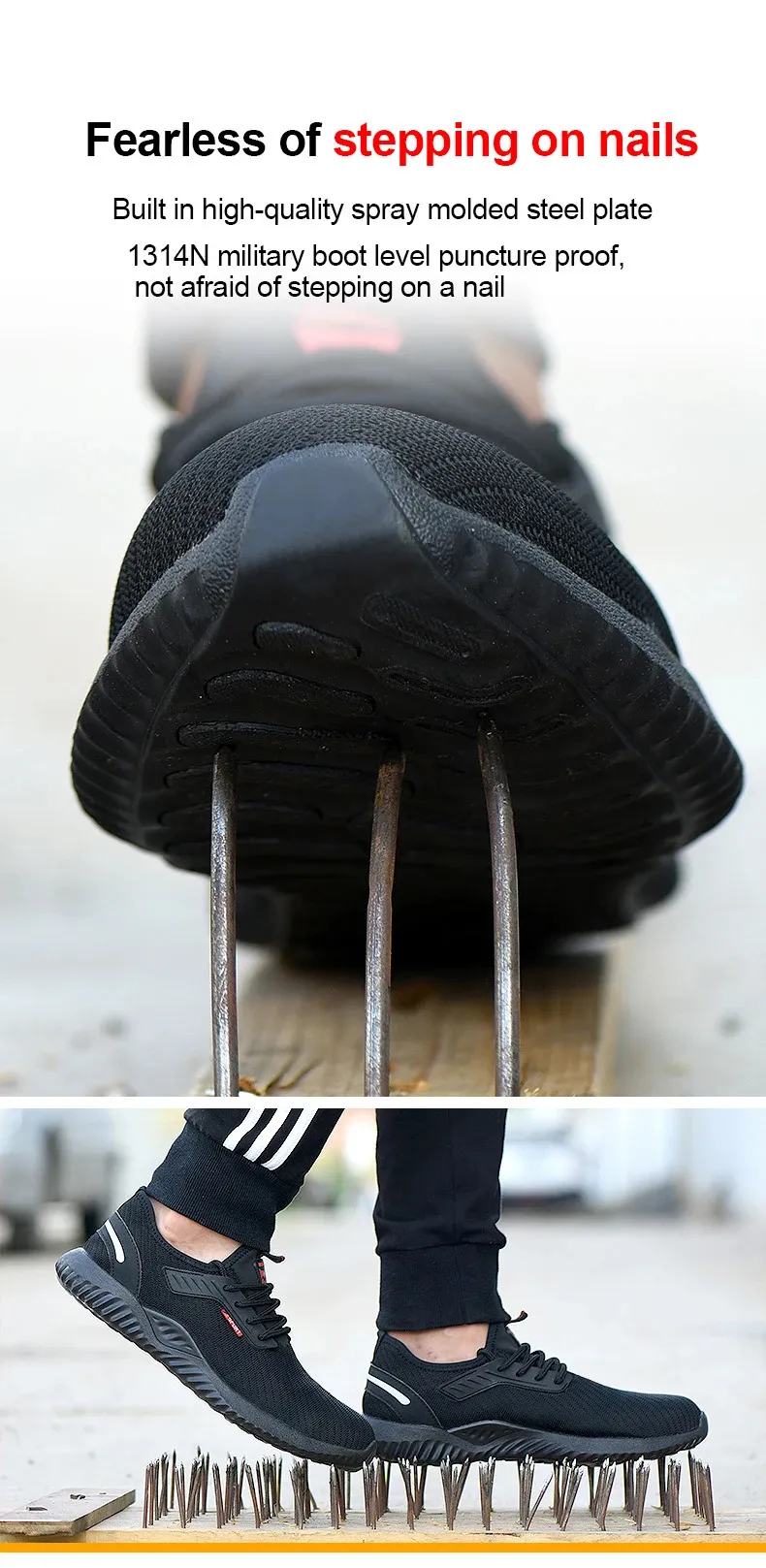 Work Sneakers Steel Toe Men Safety Shoes Waterproof with Anti-Slip ...