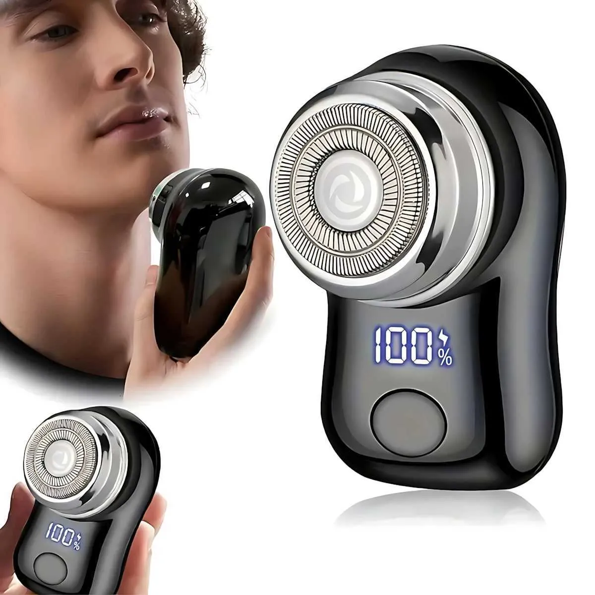 Men Electric Beard Shaver Stainless Steel Spiral Razor USB Rechargeable ...