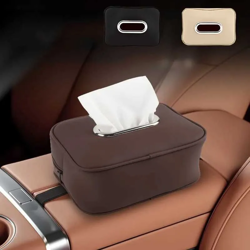 Leather Universal Car Tissue Box Holder with Anti-Slip Strap for ...
