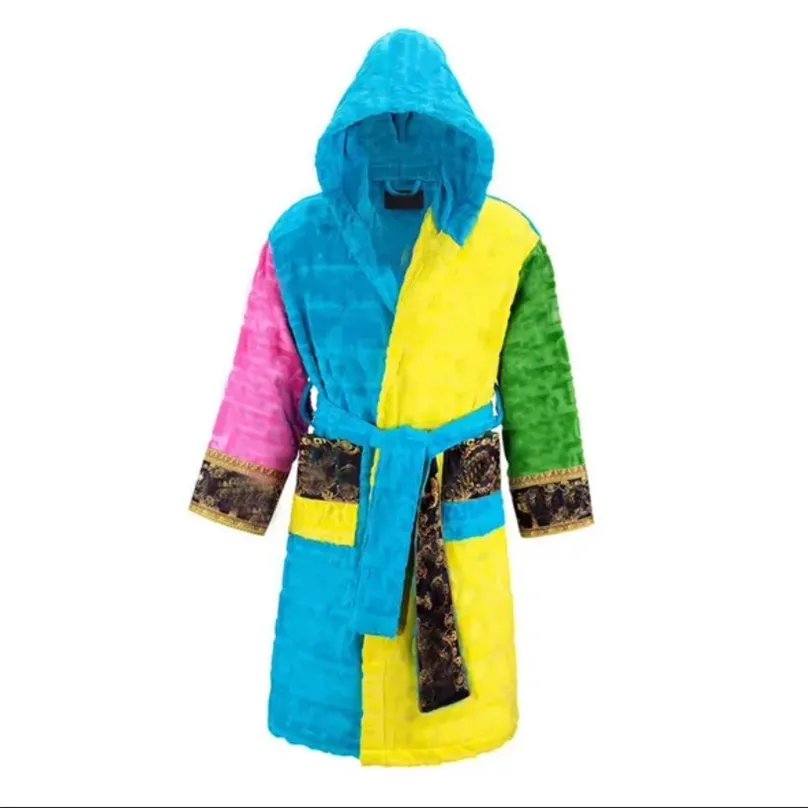 Mens and Womens Long Cotton Blend Bathrobe with Belt Closure and ...