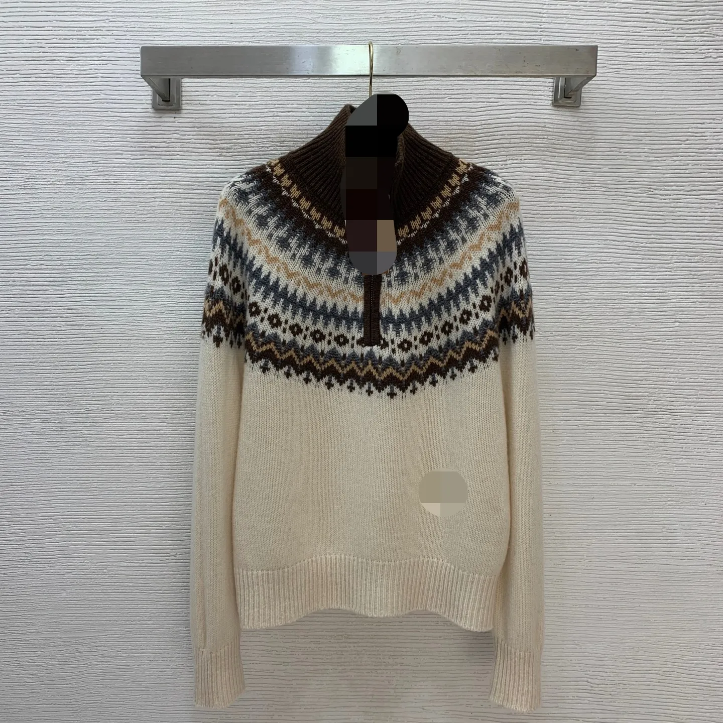G25112748 Pullover Sweater Custom Blended Goat Hair Wool Yarn Zipper ...