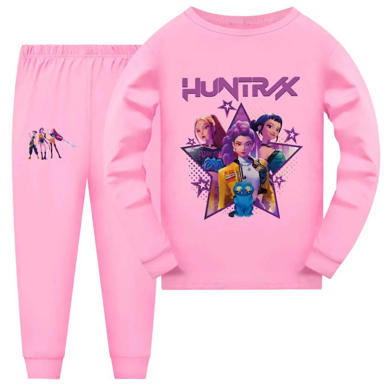 KPop Demon Hunters Huntrix Kids Pajama Set Unisex Long Sleeve Hooded T ...
