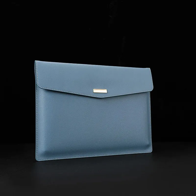 Leather File Folder Large Capacity File Bag Business Briefcase Magnetic ...