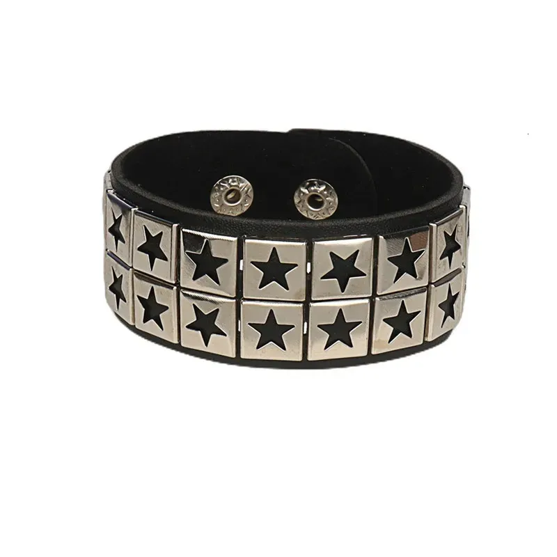 Punk Star Goth Skeleton Wrap Bracelet for Women and Men Gold PU Leather ...