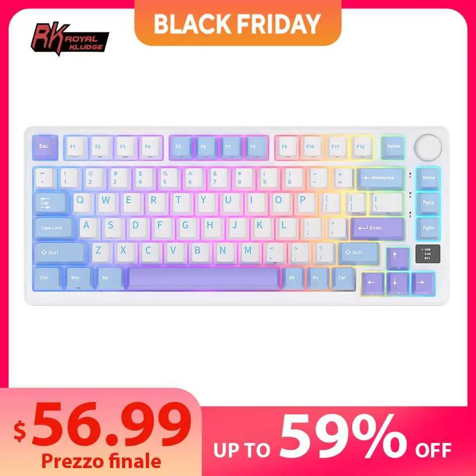RK ROYAL KLUDGE M75 Gasket Mechanical Keyboard 75 Key RGB Hot Swappable ...