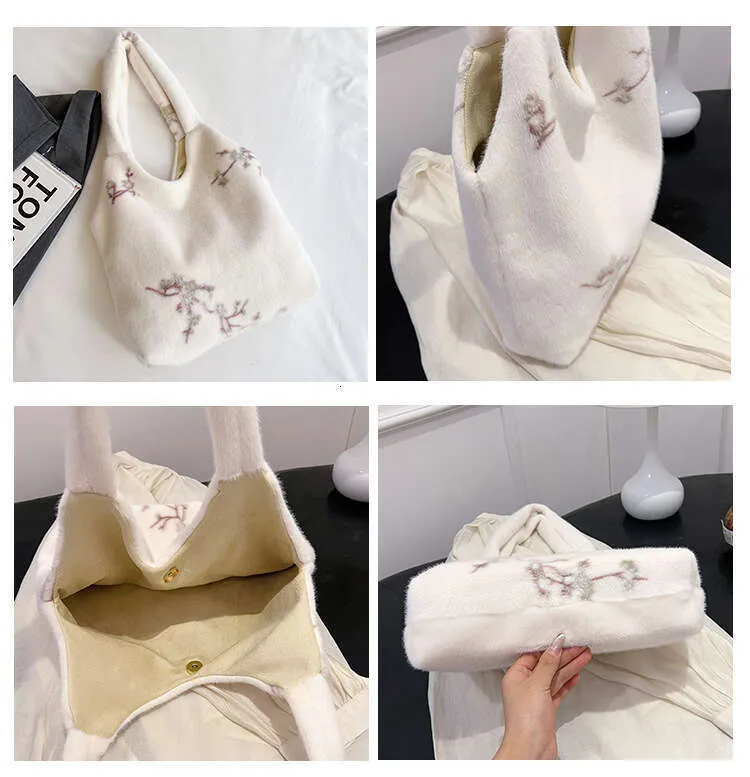 Korean Plush Shoulder Bag Large Capacity Single Strap Handbag Simple ...